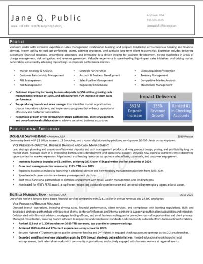 Banking Executive | The Résumé Clinic