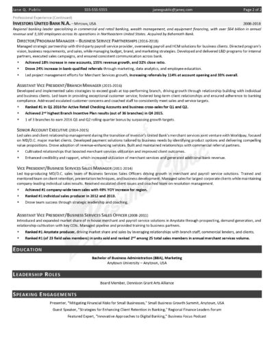 Banking Executive | The Résumé Clinic